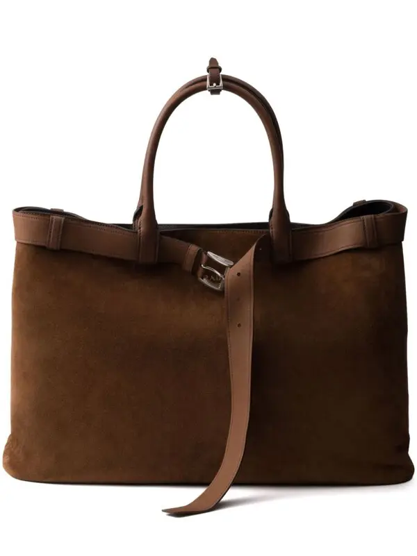 Prada Medium Buckle Tote Bag - Brown