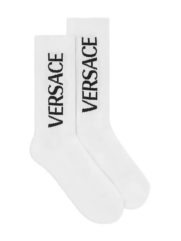 Versace Mercury Logo Socks - White
