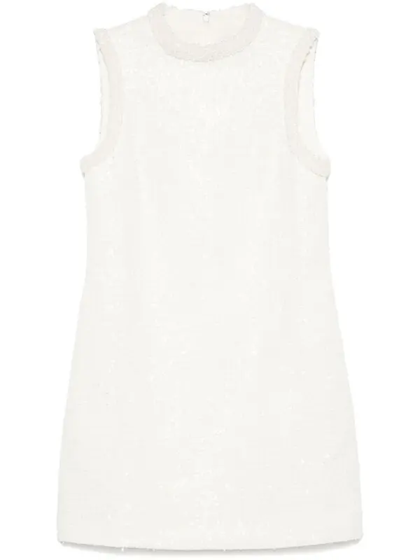 SELF-PORTRAIT Sequin-embellished Bouclé Dress - Neutrals
