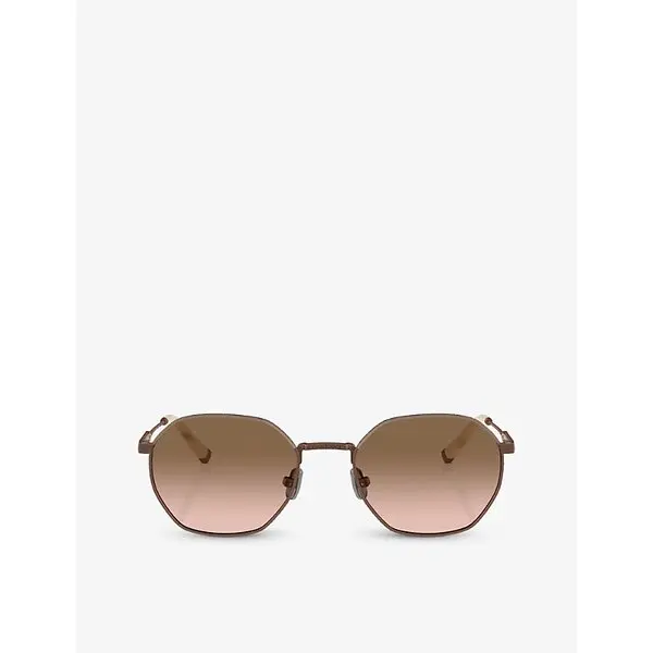 Brunello Cucinelli Rose Gold-plated Titanium Round Frame Sunglasses