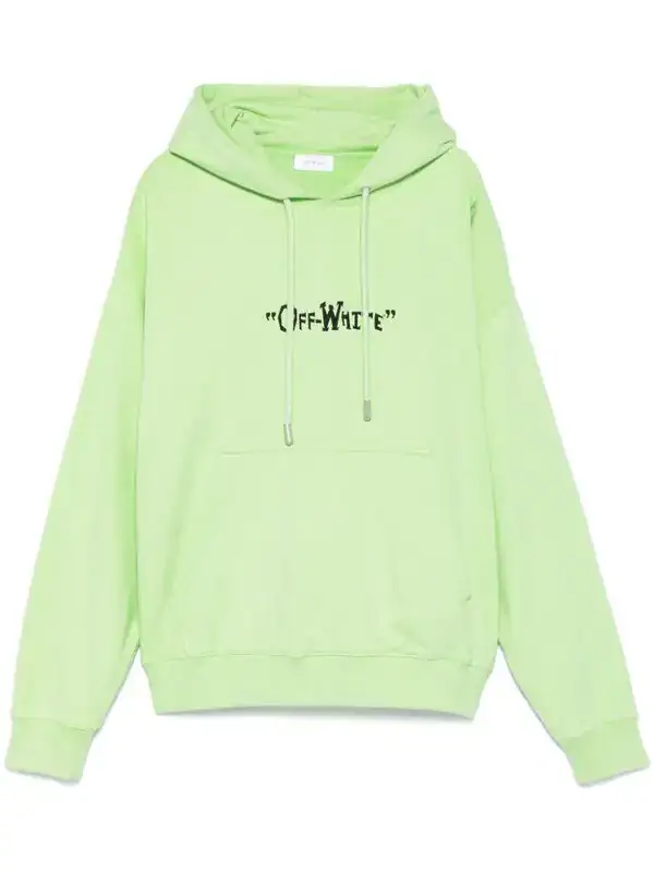 Off-White Logo-Print Hoodie In Green 29% Off Editorialist
