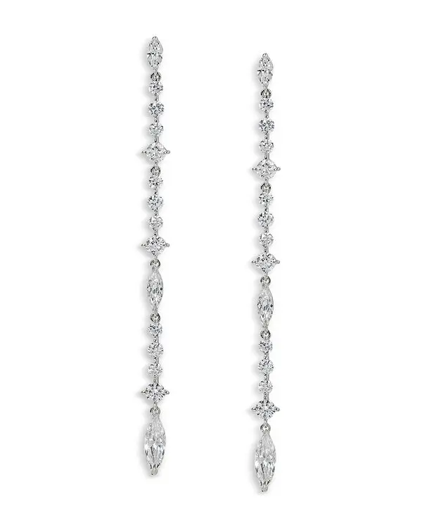 Nadri Cassi Cubic Zirconia Linear Drop Earrings - Silver