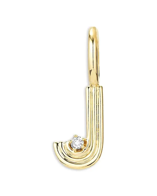 Adina Reyter 9k Yellow Diamond Groovy Initial Charm Pendant - J