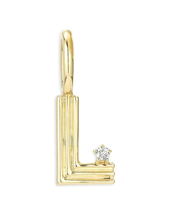 Adina Reyter 9k Yellow Groovy Initial Charm Pendant - L