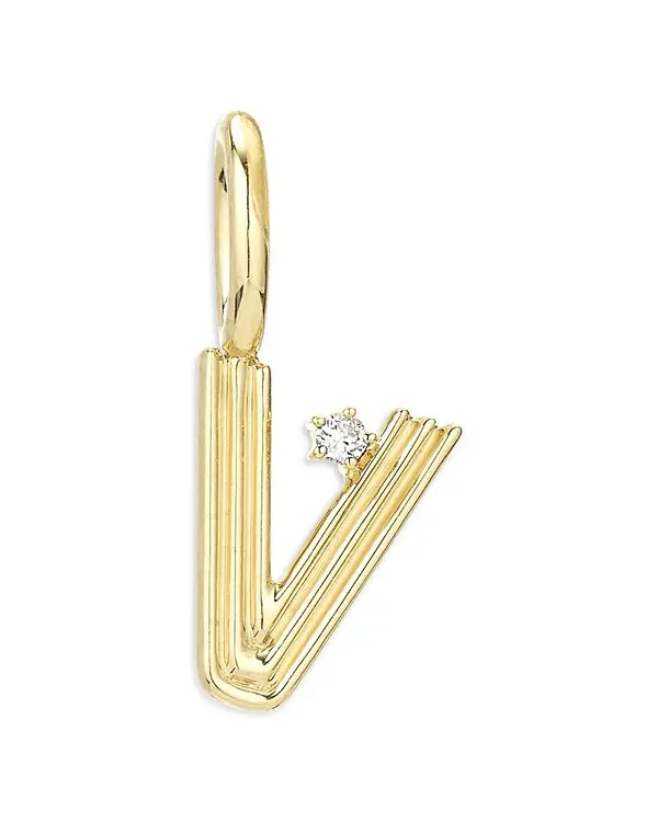 Adina Reyter 9k Yellow Groovy Initial Charm Pendant - V