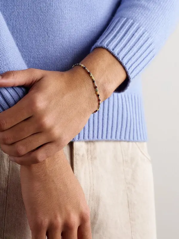 M. Cohen Percep Sterling And Agate Beaded Bracelet