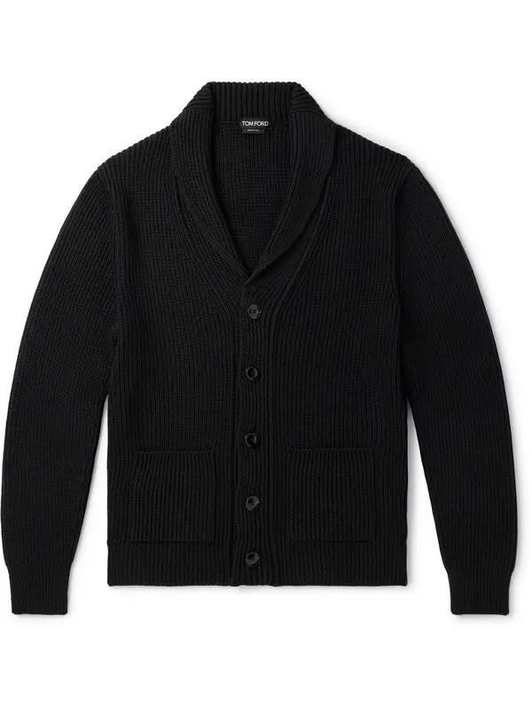 TOM FORD Shawl-collar Ribbed Cardigan - Black
