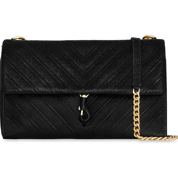 Rebecca Minkoff Large Edie Chevron Embossed Shoulder Bag - Black