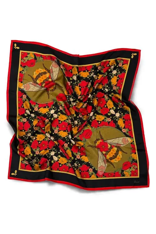 Henelle Large Silk Scarf - Night Bloom