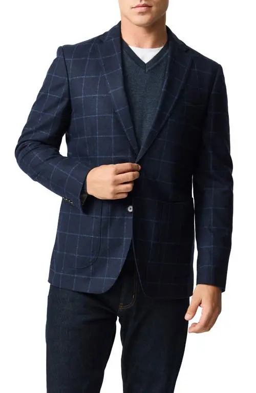 Rodd & Gunn Mansfield Windowpane Check Navy Felted Wool Blend Sport Coat - Midnight