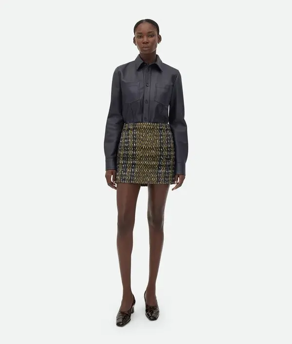 Bottega Veneta Pressed Wool Check Skirt