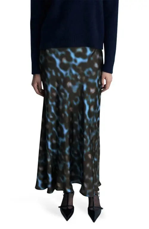 Mango Printed Satin Maxi Skirt