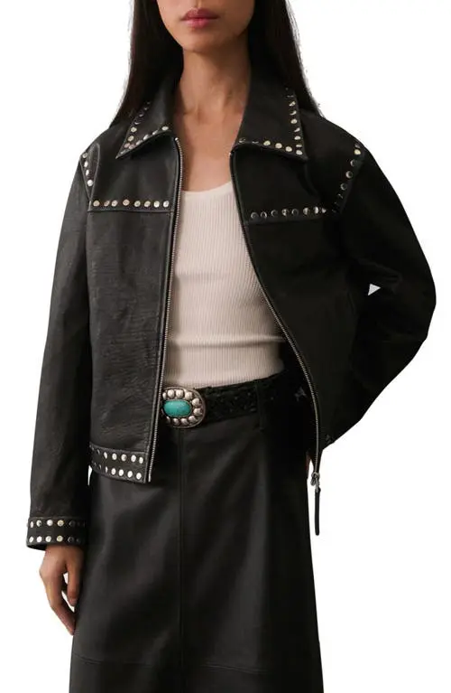Mango Studded Leather Jacket