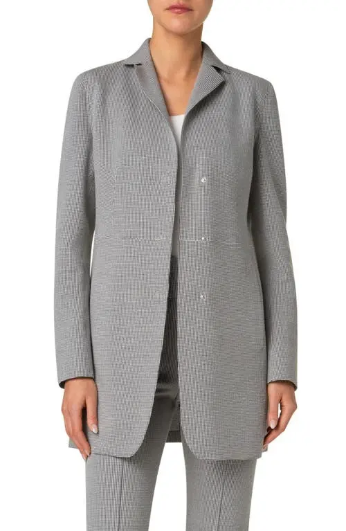 Akris Microhoundstooth Longline Jacket