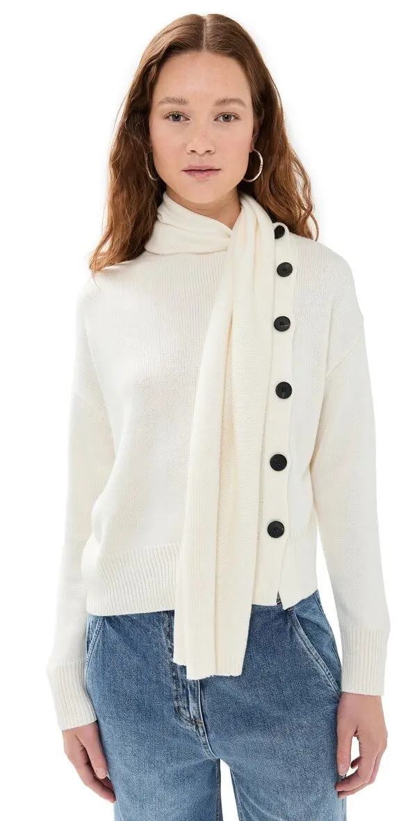Pixie Market Neck Scarf Button Sweater