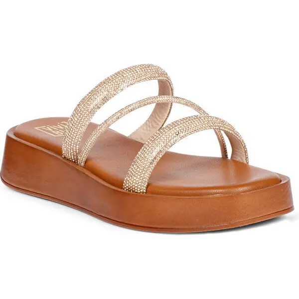 VIVI BLU Ren Platform Wedge Slide Sandal - Champagne