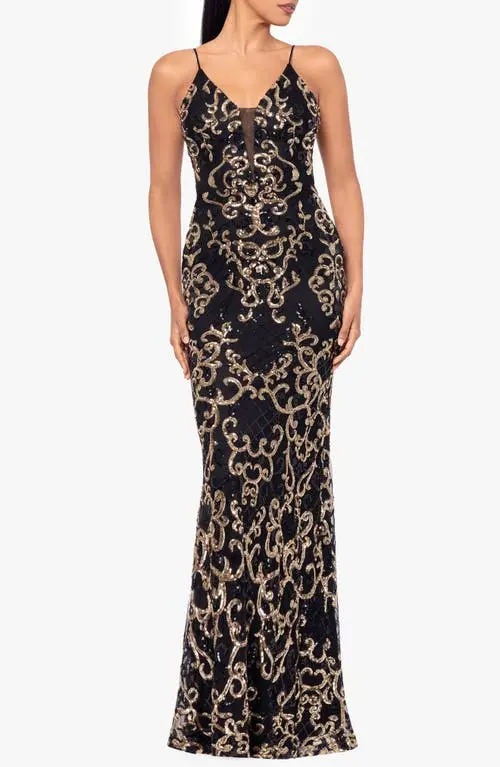 Betsy & Adam Sequin Mermaid Gown
