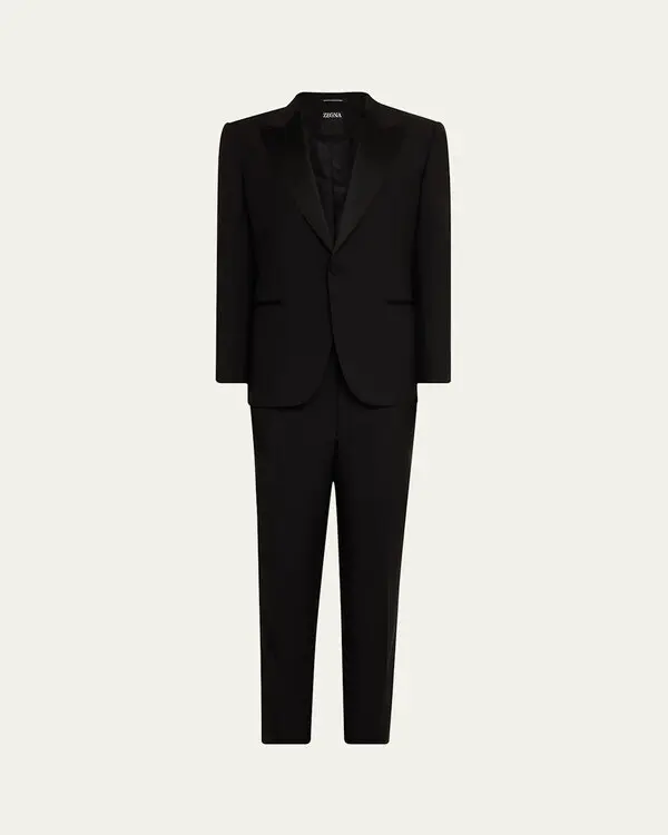 Zegna Wool-mohair Solid Tuxedo - Black Solid