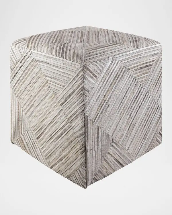 SURYA Zander Hair On Hide Pouf
