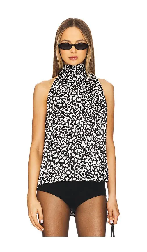 ANINE BING Brooke Top - Black And White Heart
