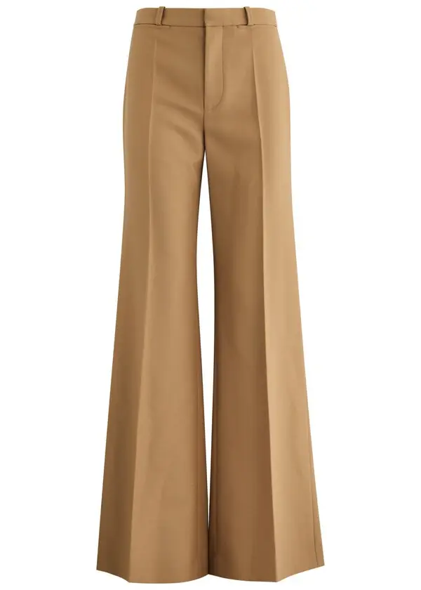 Chloé Flared-leg Wool Trousers - Beige