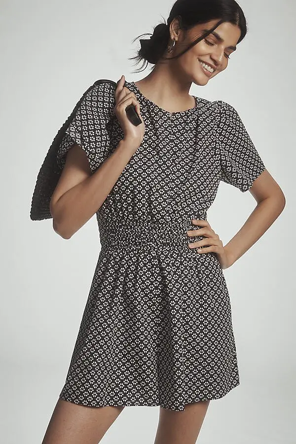 THE SOMERSET COLLECTION BY ANTHROPOLOGIE The Somerset Poplin Romper - Black & White Pattern