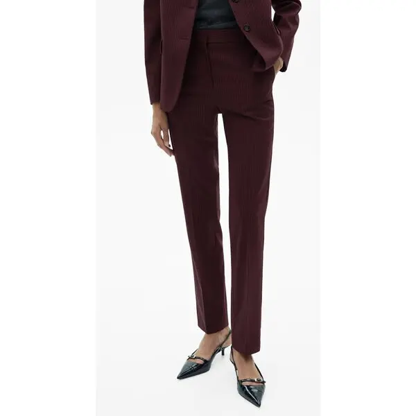 Mango Pinstripe Pleat Front Wide Leg Trousers