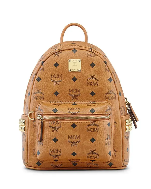 Mcm Stark Side Studs Visetos Backpack - Cognac