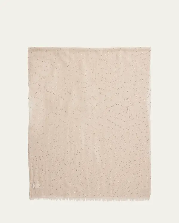 Brunello Cucinelli Linen Blend Embellished Scarf