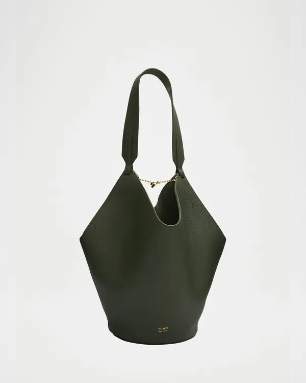 Khaite Lotus Small Calfskin Tote Bag - Bottle Green