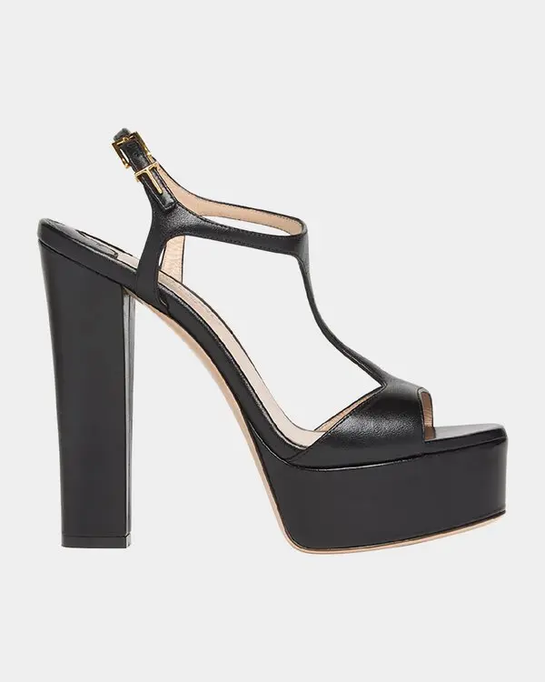 TOM FORD Leather Platform Sandals - Black