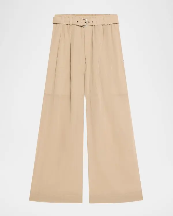Brunello Cucinelli Gauze Wide Leg Pants - Coffee Cream