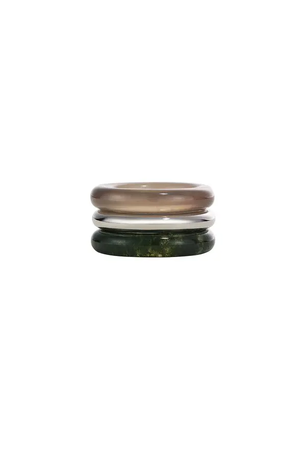 BY PARIAH Stone Trilogy Stack Rings - Moss & Grey Agate