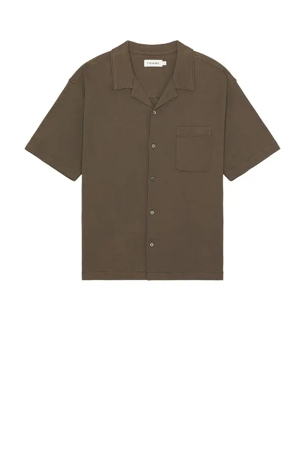 FRAME Duo Fold Relaxed Shirt In Green - Taupe