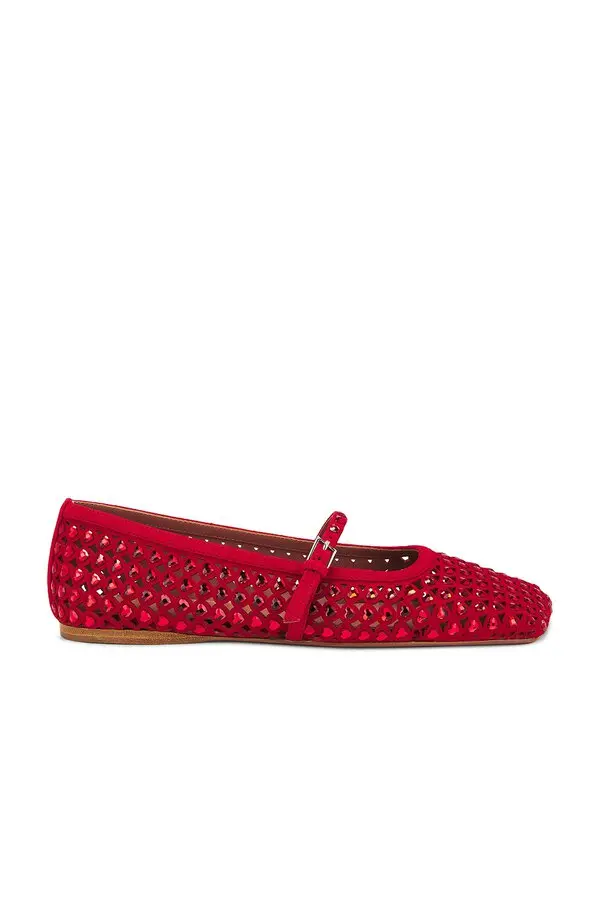 Amina Muaddi Ane Crystal Heart Flats