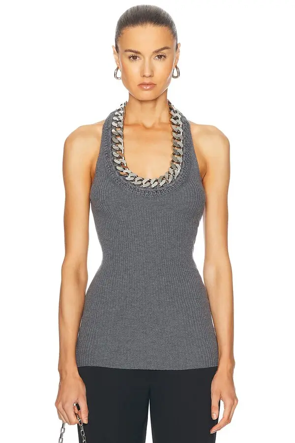 Stella McCartney Falabella Chain Top - Dark Grey Melange