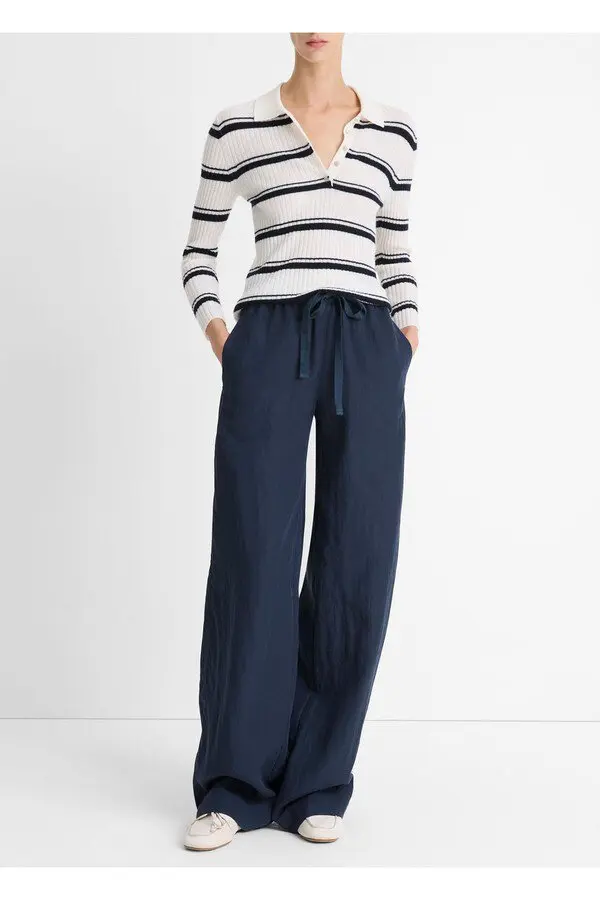 Vince Striped Cashmere-blend Polo Sweater - Blue