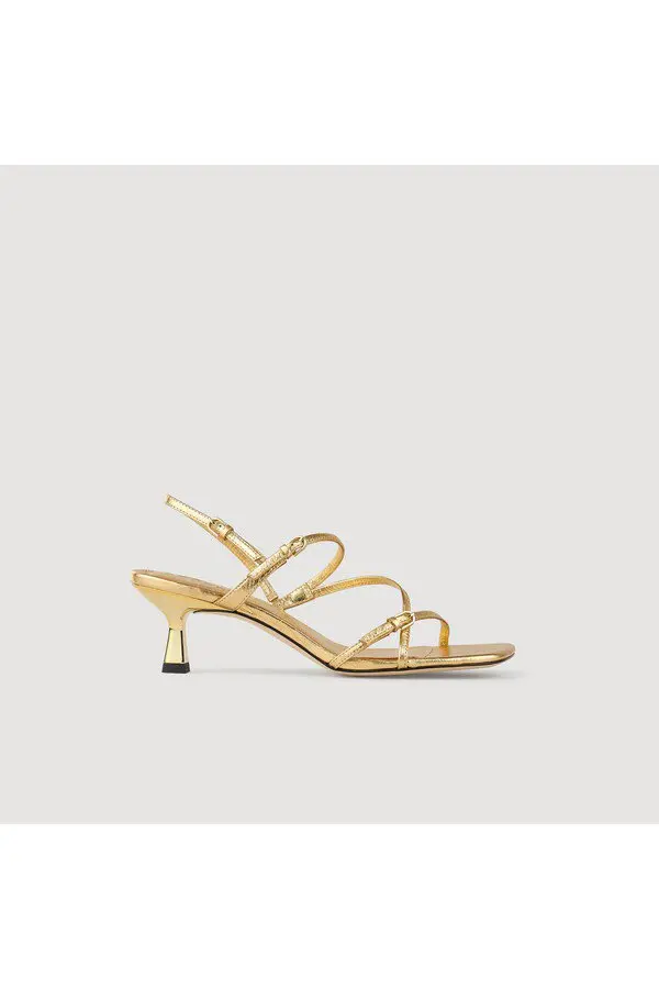 Sandro Strappy Patent Leather Sandals - Gold