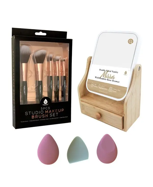 PURSONIC Beauty Essentials Set &#x2013; Studio Makeup Brush Set - Black
