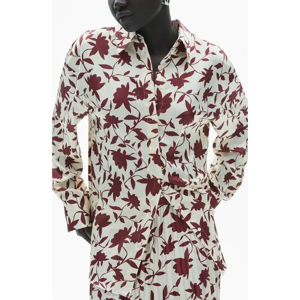 Mango Floral Print Button-up Shirt
