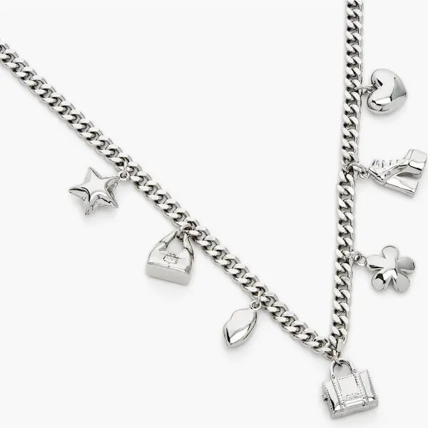 Marc Jacobs Mini Icon Charm Necklace - Light Antique Silver