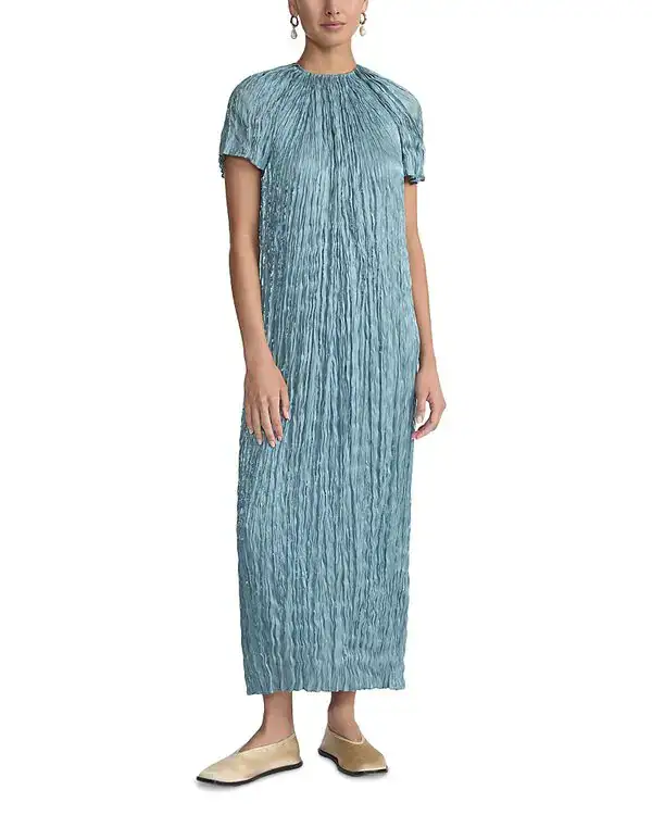 Short Sleeve Plisse Dress
