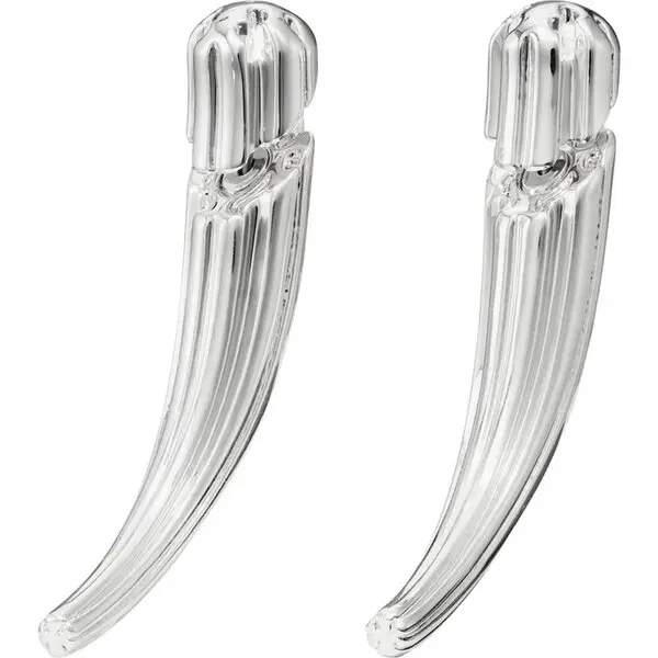 Tory Burch Logo Spike Front/back Earrings - Light Silver