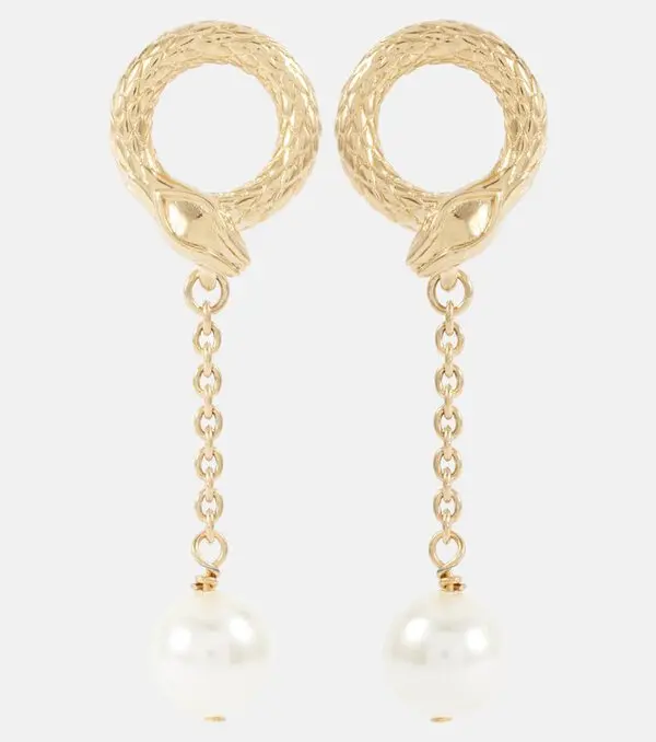 Chloé Snake Faux Pearl Drop Earrings