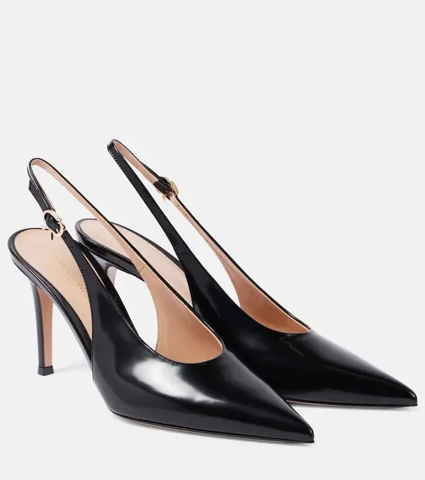 GIANVITO ROSSI Robbie 85 Leather Slingback Pumps - Black