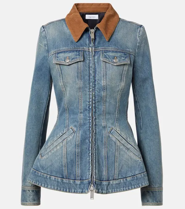 Alexander McQueen Peplum Denim Jacket