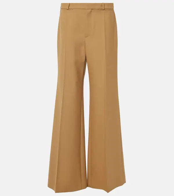 Chloé Wool Flared Trousers - Brown