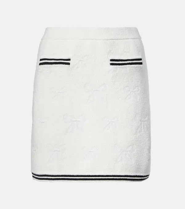 SELF-PORTRAIT Jacquard Miniskirt With Bow Detail - White