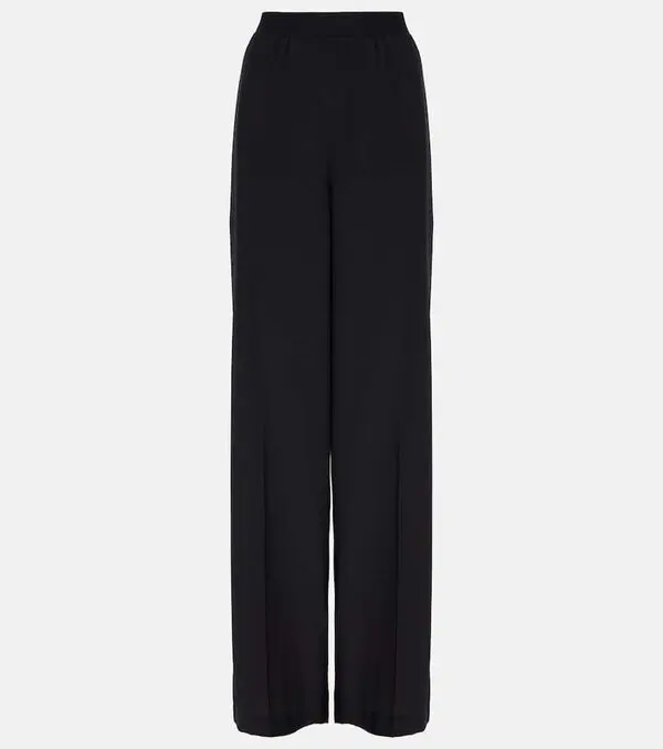 JOSEPH Hulin Mid-rise Wide-leg Silk Pants - Black