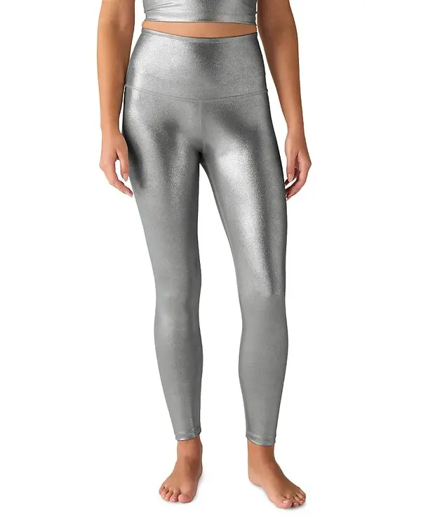Beyond Yoga Caught In The Midi High Waisted Leggings - Liquid Silver